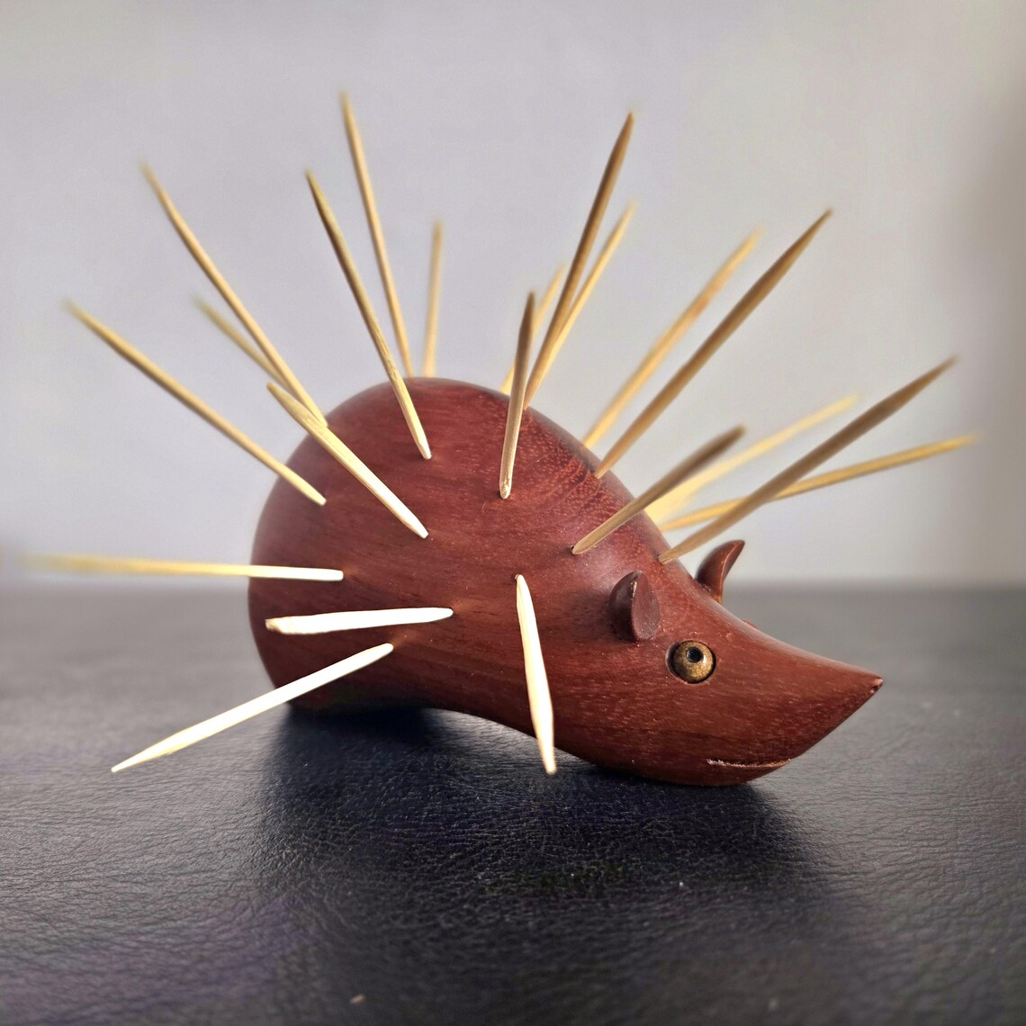 Vintage Wooden Hedgehog Toothpick Holder – Mid-century Modern Barware ...