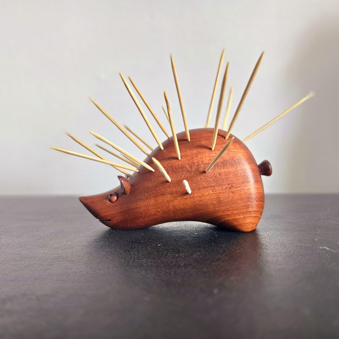 Vintage Wooden Hedgehog Toothpick Holder – Mid-century Modern Barware ...