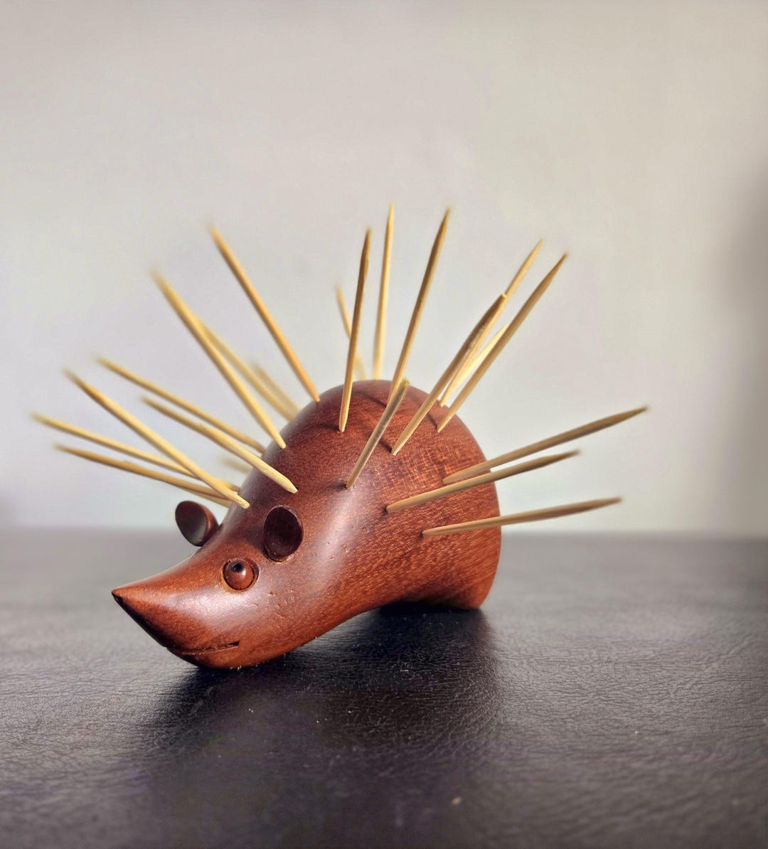 Vintage Wooden Hedgehog Toothpick Holder – Mid-century Modern Barware ...