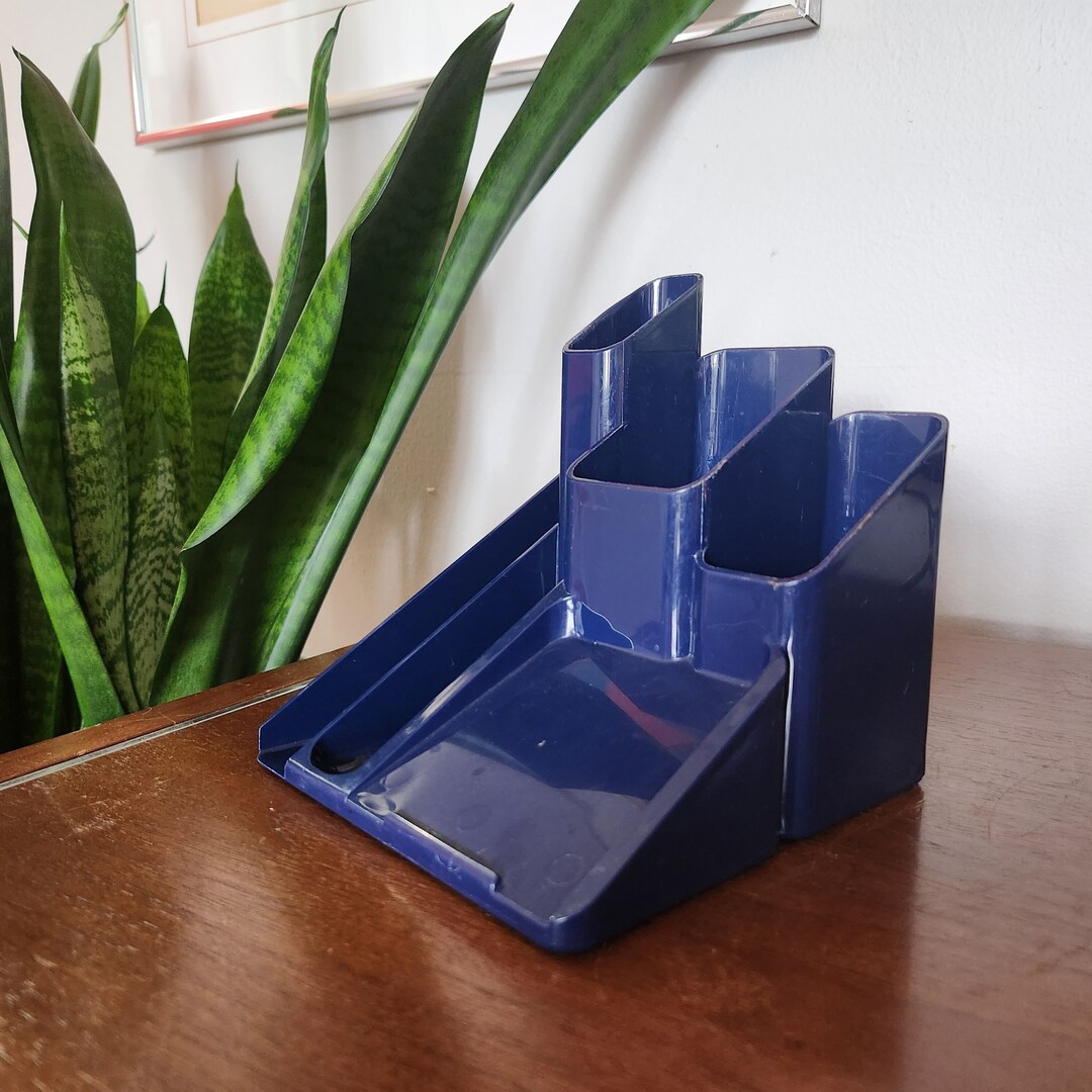 Mid Century Modern Newell Navy Blue Pen Holder Desk Caddy - Etsy