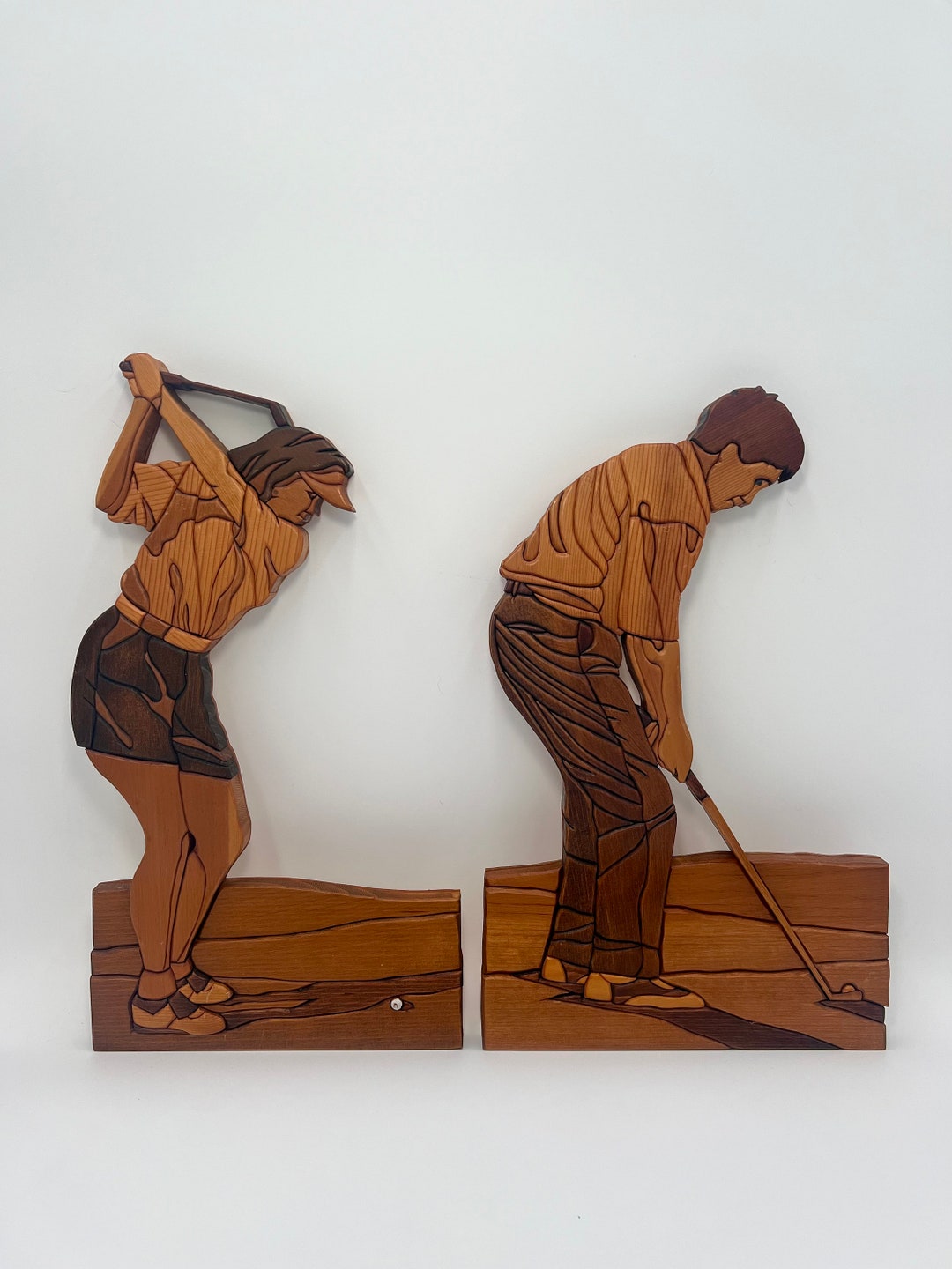 Wooden Golfers Wall Hangings Golf Gift Mid-century Modern Retro ...