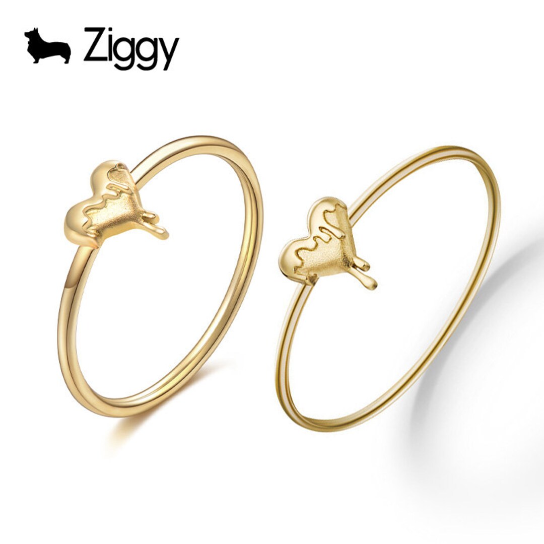 18K Solid Gold Melting Heart Ring,minimal Gold Ring,small Heart Ring ...