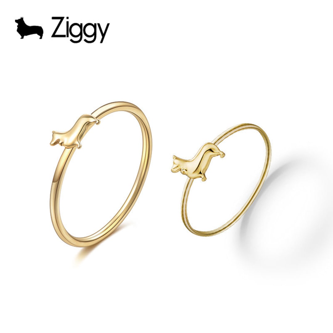 18K Solid Gold,corgi Knuckle Ring,welsh Corgi,valentine's Day,thin Gold ...