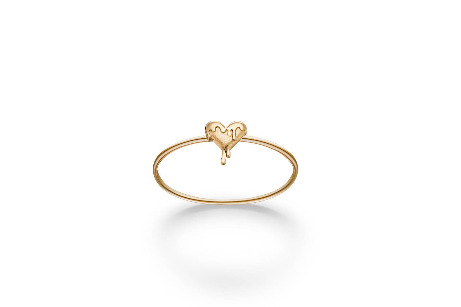 Women's Gold Melting Heart Ring, Minimal Gold Ring, Small Heart Ring ...