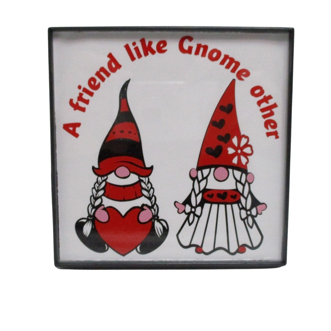 CUTE GNOME PICTURE Friendship Gnome 4x4 Framed Canvas Gnome Decor Gift ...