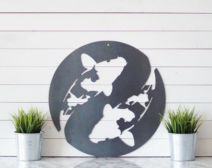 Koi Fish Sign Yin Yang Sign Pisces Sign Wall Decor - Etsy