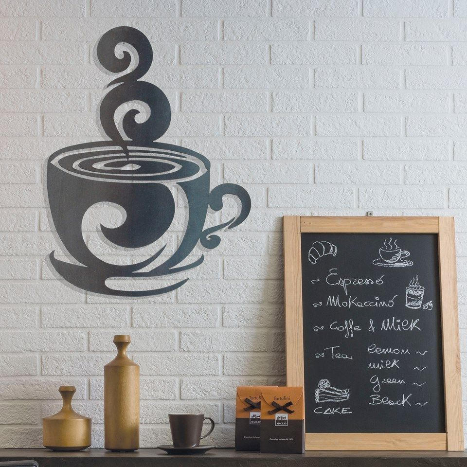 Coffee Cup Metal Wall Art | Coffee Sign | Coffee Bar Sign | Metal ...