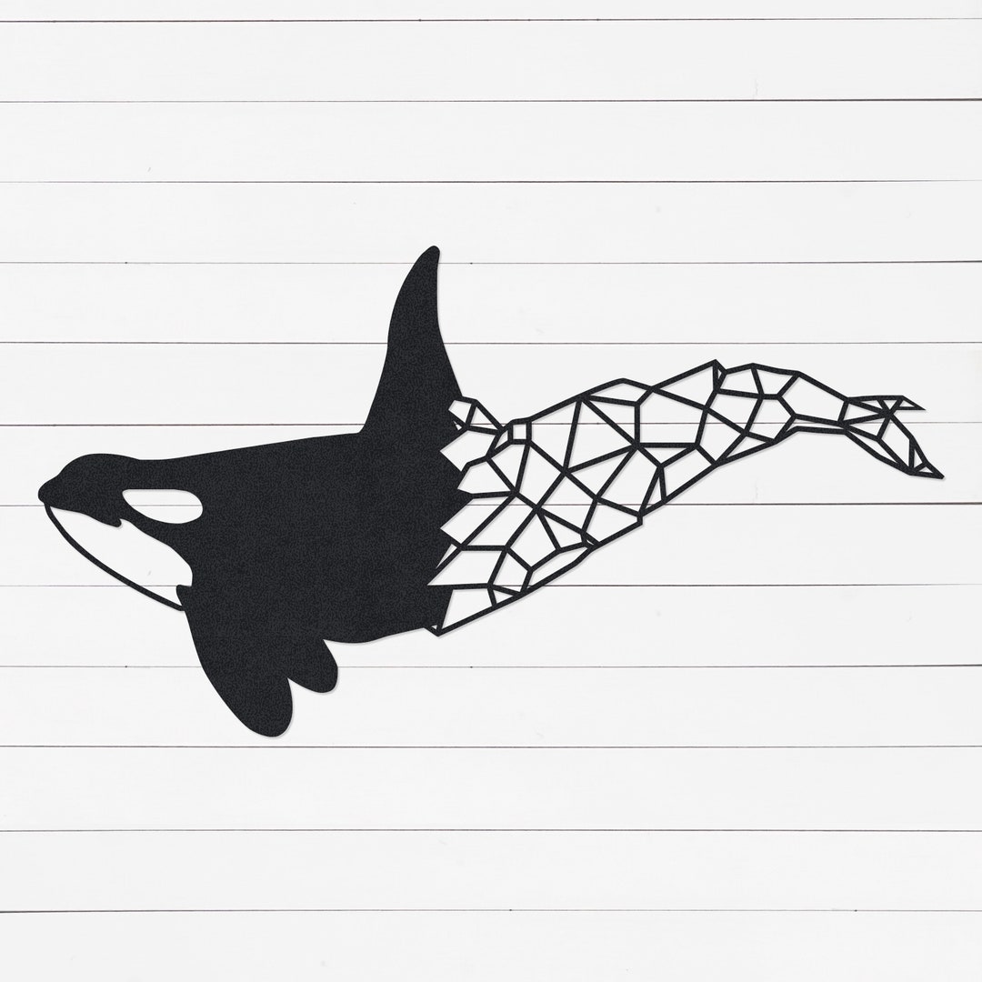 Geometric Orca Sign | Whale Decor | Orca Wall Art | Geometric Wall Art ...