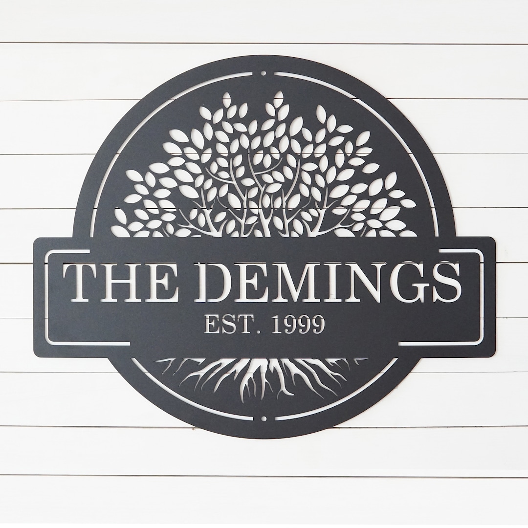 Personalized Family Tree Name Sign Metal Last Name Sign Wall Sign ...