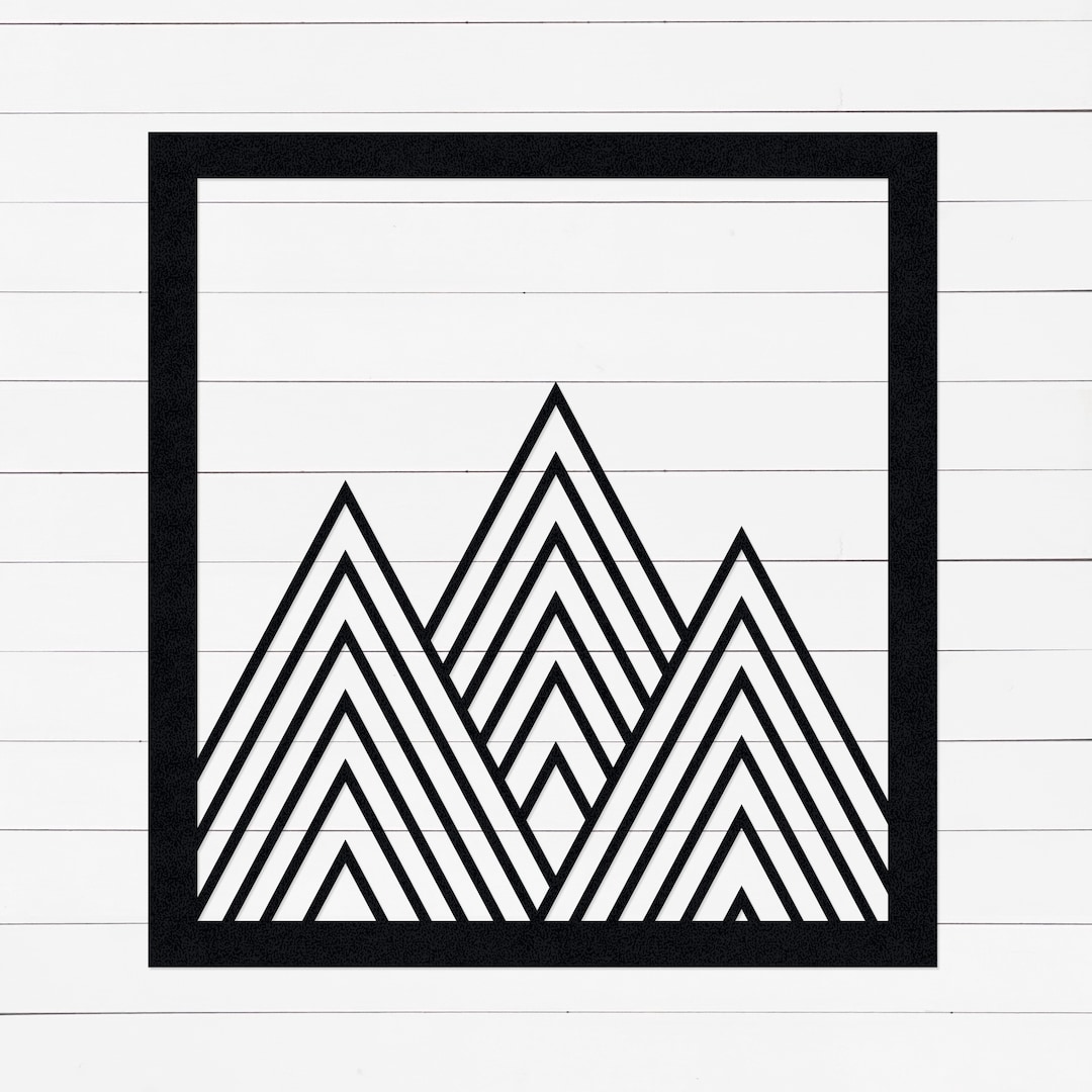 Geometric Mountain Range Sign | Mountain Wall Decor | Metal Mountain ...