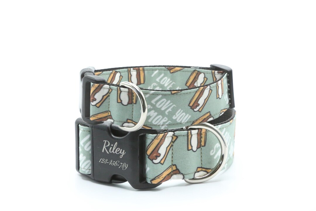 I Love You Smore Dog Collar, Sage Green, Martingale With Buckle ...