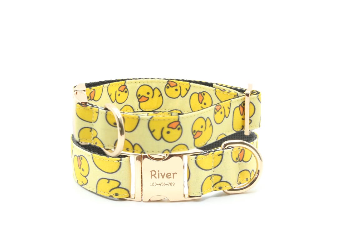 Rubber Duck Dog Collar: Flat or Martingale With Buckle, Personalizable ...