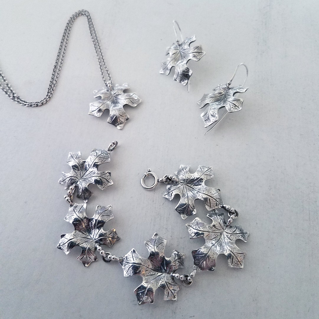Maple Leaf Jewelry Gift Set, Maple Leaf Set, Silver Jewelry, Sterling ...