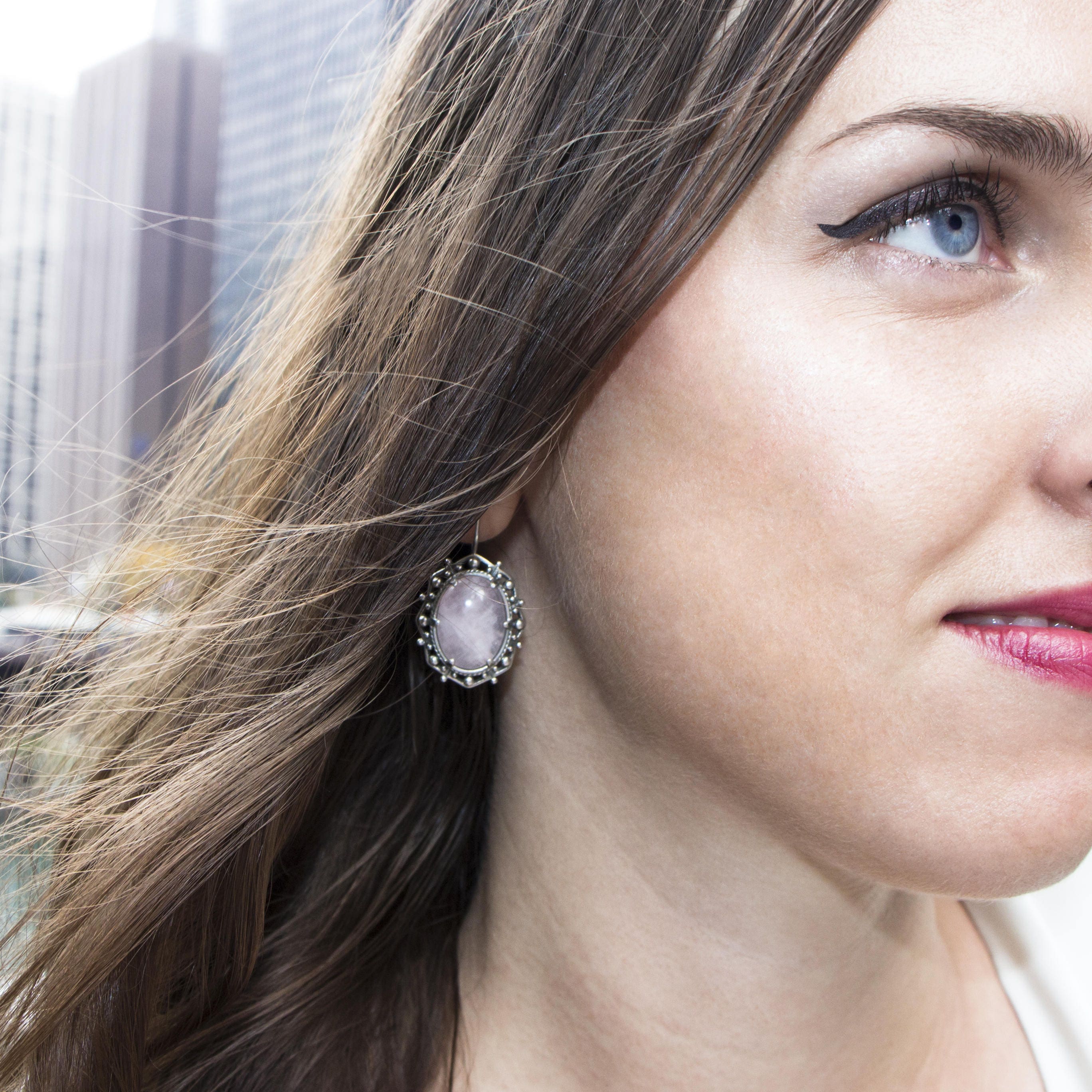 Rose Quartz Earrings, Alyona Earrings, Sterling Silver Jewelry ...