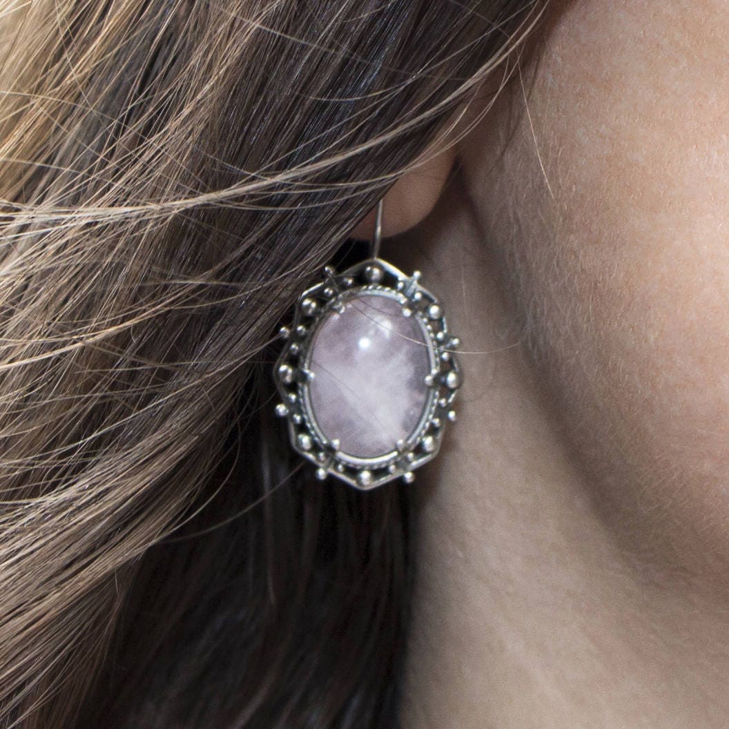 Rose Quartz Earrings, Alyona Earrings, Sterling Silver Jewelry ...