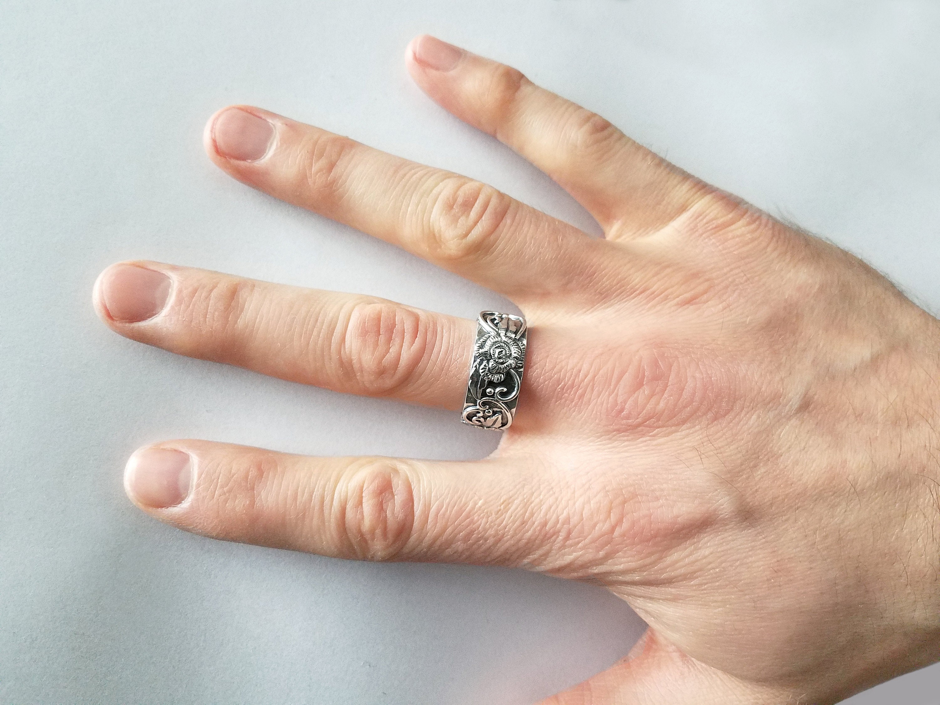 Rose Ring, Rose Wedding Band, Silver Ring, Rose Flower Ring, Unisex ...