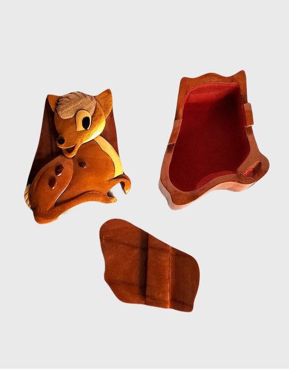 Handcrafted Intarsia BAMBI Wooden Puzzle Jewelry Trin… - Gem