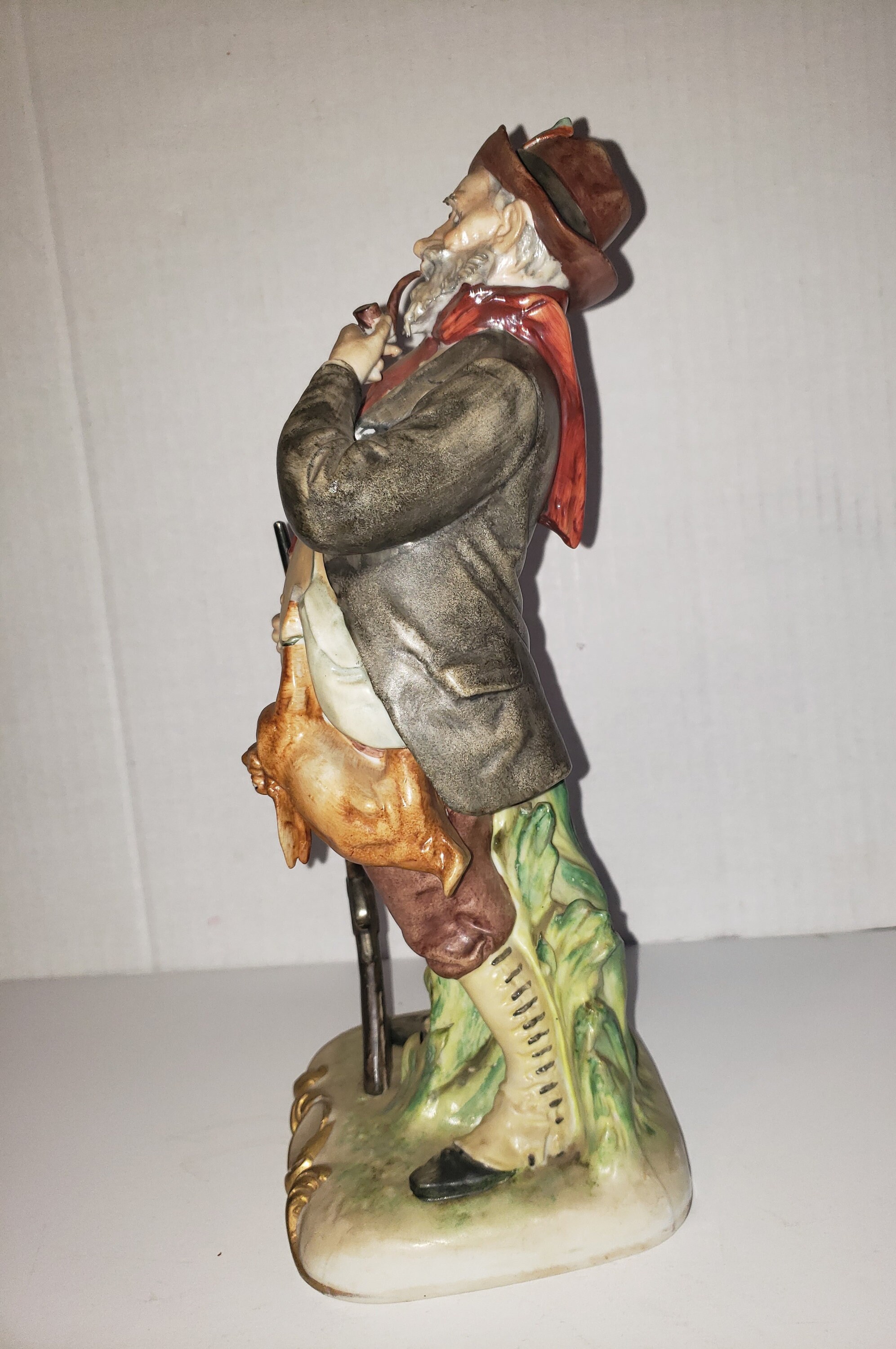 Vintage Capodimonte Italian rabbit Hunter Porcelain Figurine | Etsy