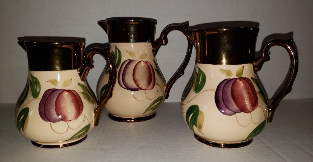 Vintage Wade England Harvest Ware Fruit Plums Handled Pitchers With ...