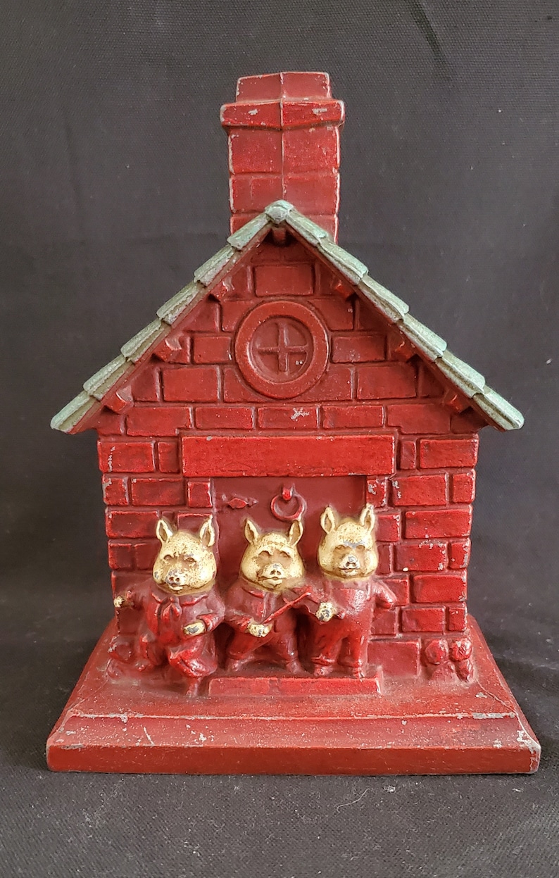 Vintage Three Little Pigs Cast Iron Brick House Figure – Rare and HTF ...