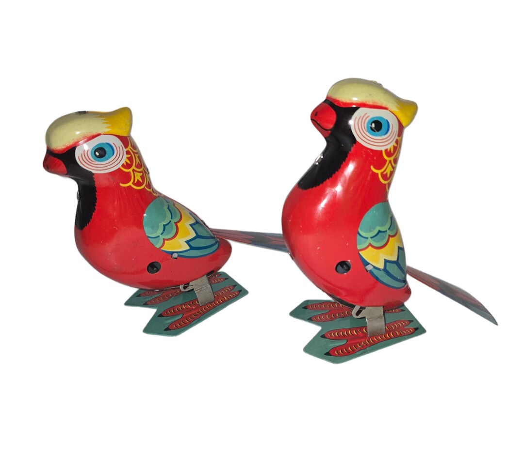 Vintage Pair of Parrots Tin - Litho Wind up Toy, NO KEY - Etsy
