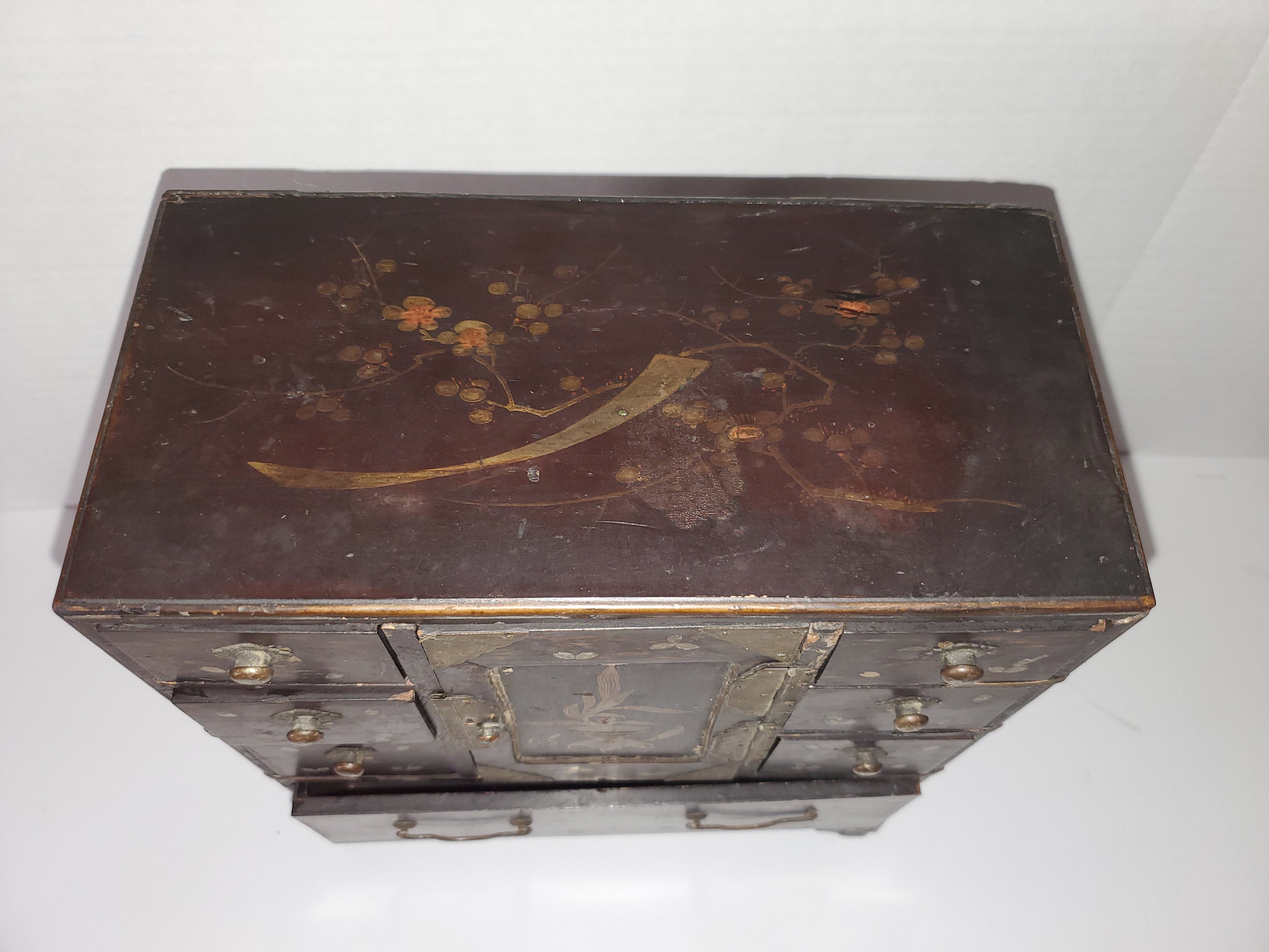 Antique Victorian Black Lacquer MOP Inlaid Jewelry Chest Box | Etsy