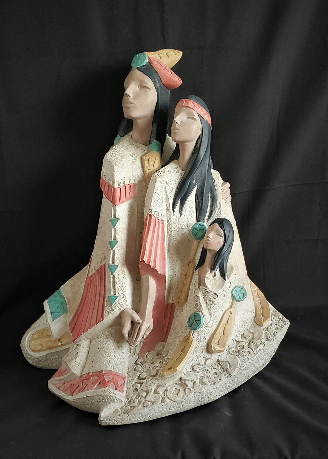 VTG 1990 Austin Productions Southwest Acoma Indian Family Sculpture ...