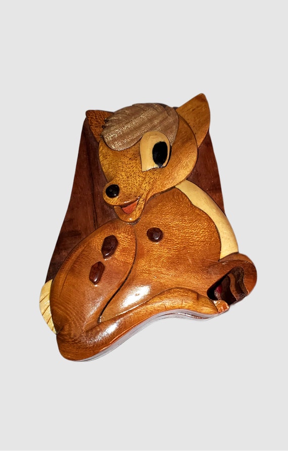 Handcrafted Intarsia BAMBI Wooden Puzzle Jewelry Trin… - Gem