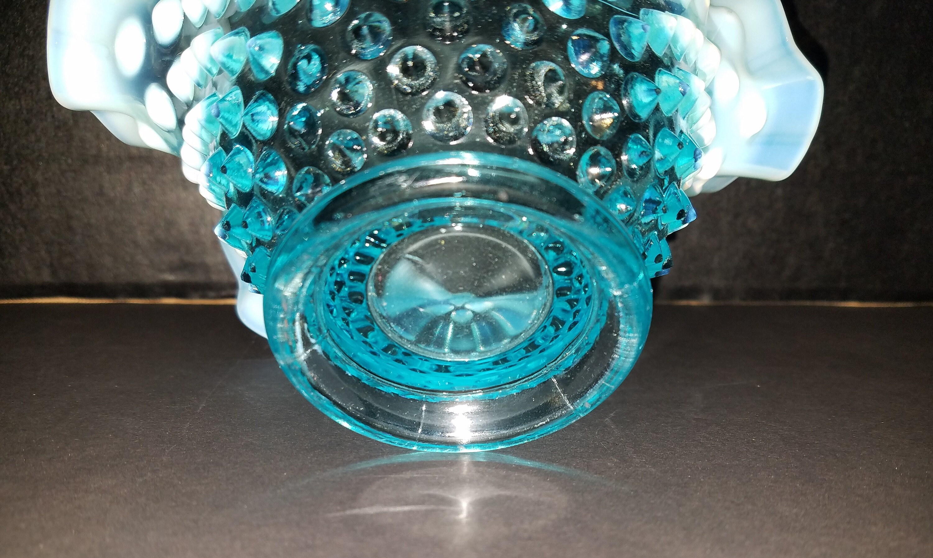 Vintage Fenton Blue Opalescent Hobnail Ruffled Crimped | Etsy