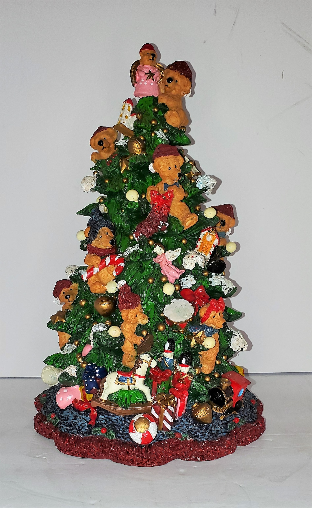 Vintage Christmas Tree Full of Bears and Toys Home Décor Figurine - Etsy