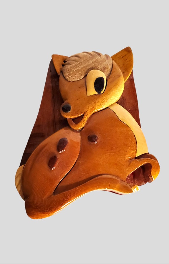 Handcrafted Intarsia BAMBI Wooden Puzzle Jewelry Trin… - Gem