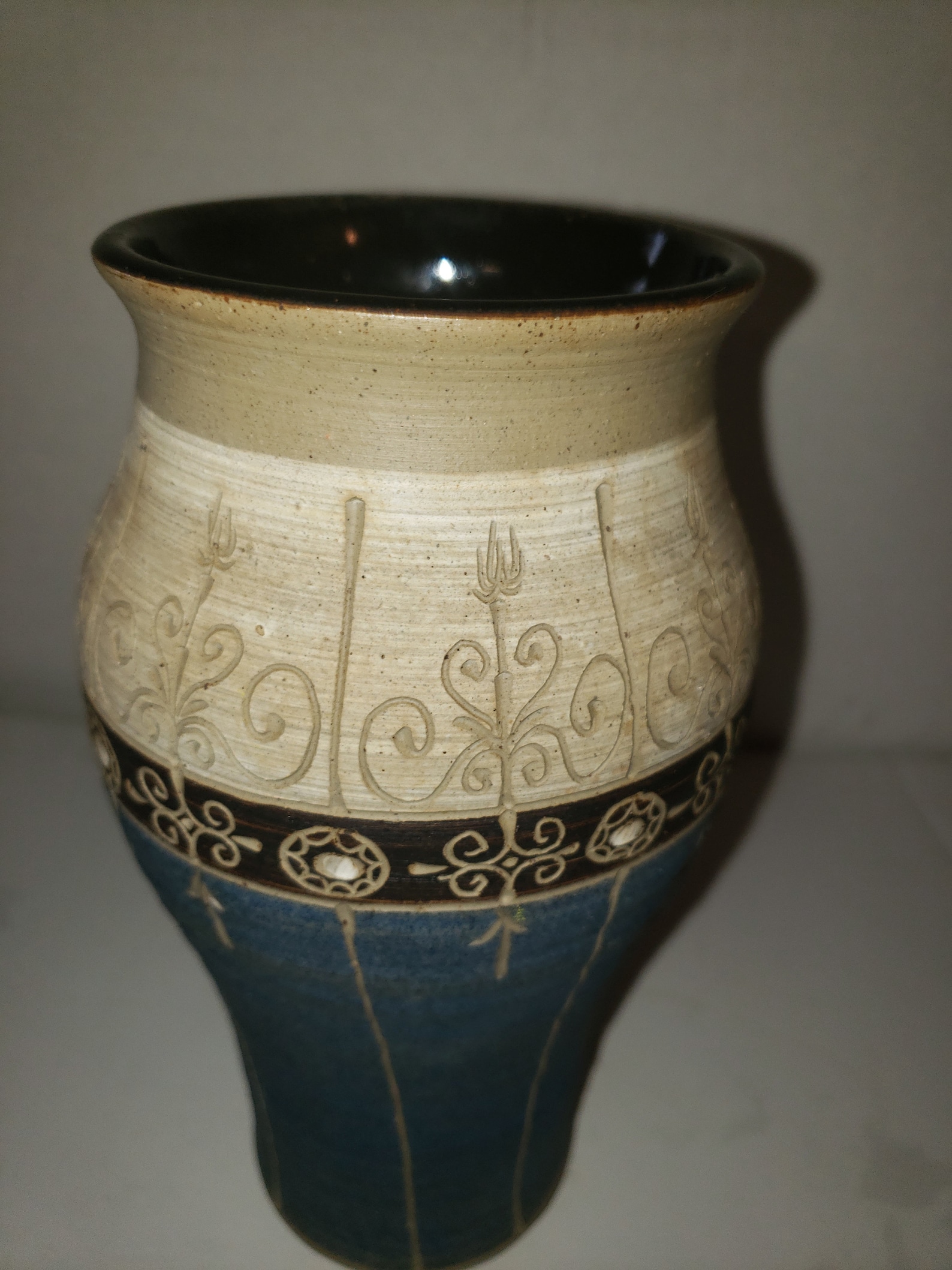 Vintage 1985 J Wright Handmade Etched Matte Finish Pottery - Etsy