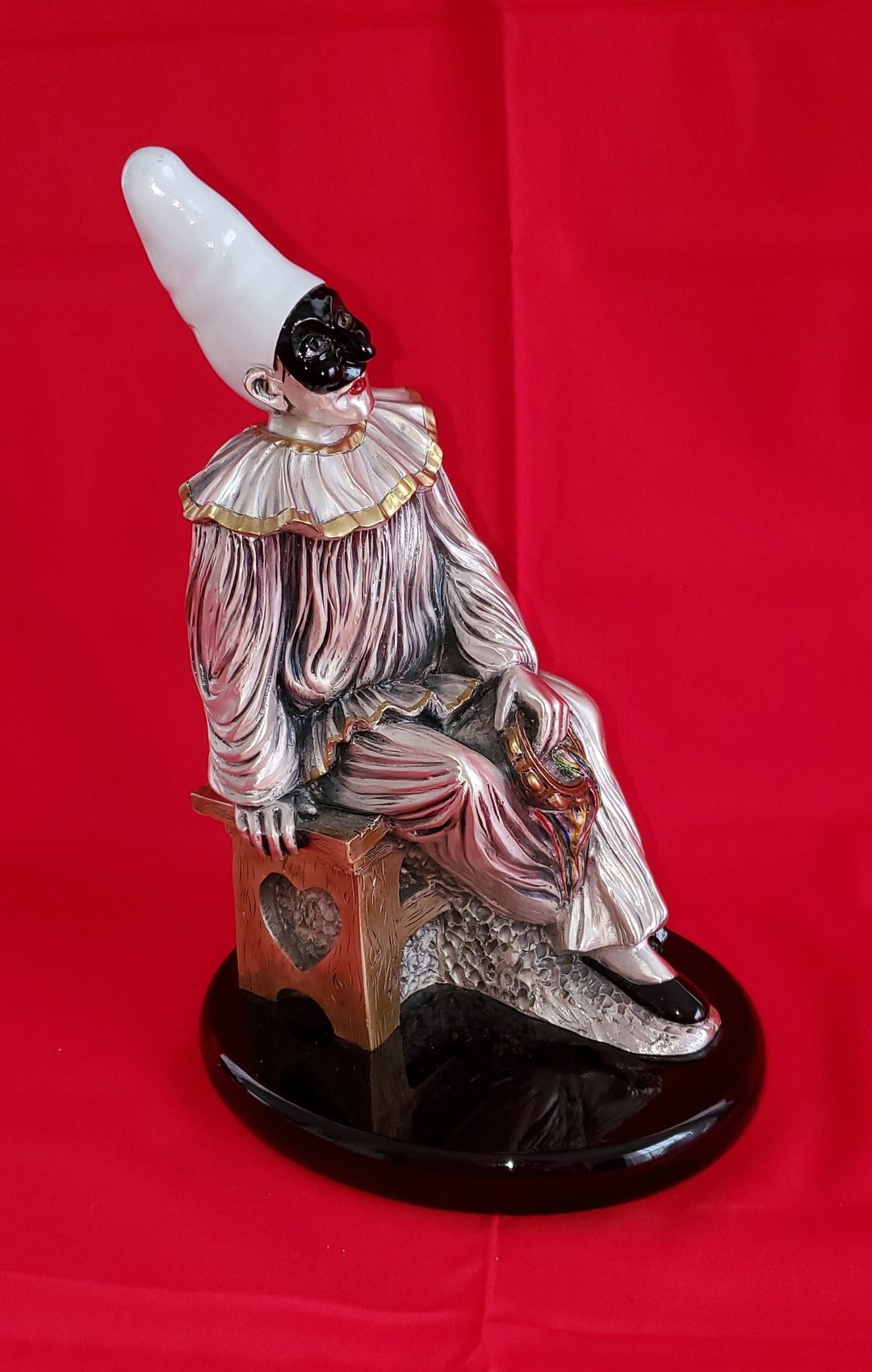 VTG L’Oggetto Mida S Barbieri Jester Clown Sitting with Tambourine ...