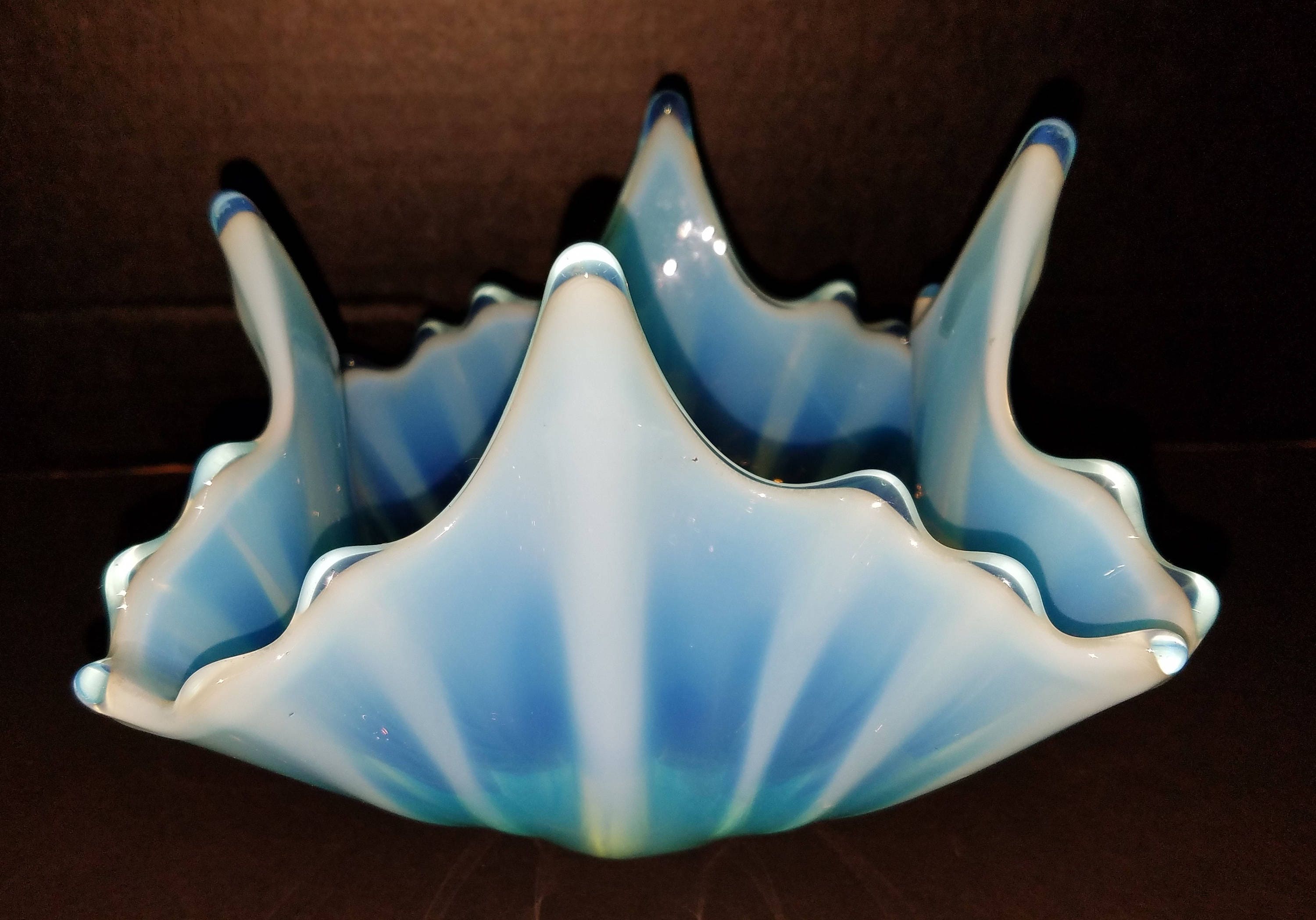 Stunning Duncan Miller Blue Opalescent Handkerchief Art Glass - Etsy