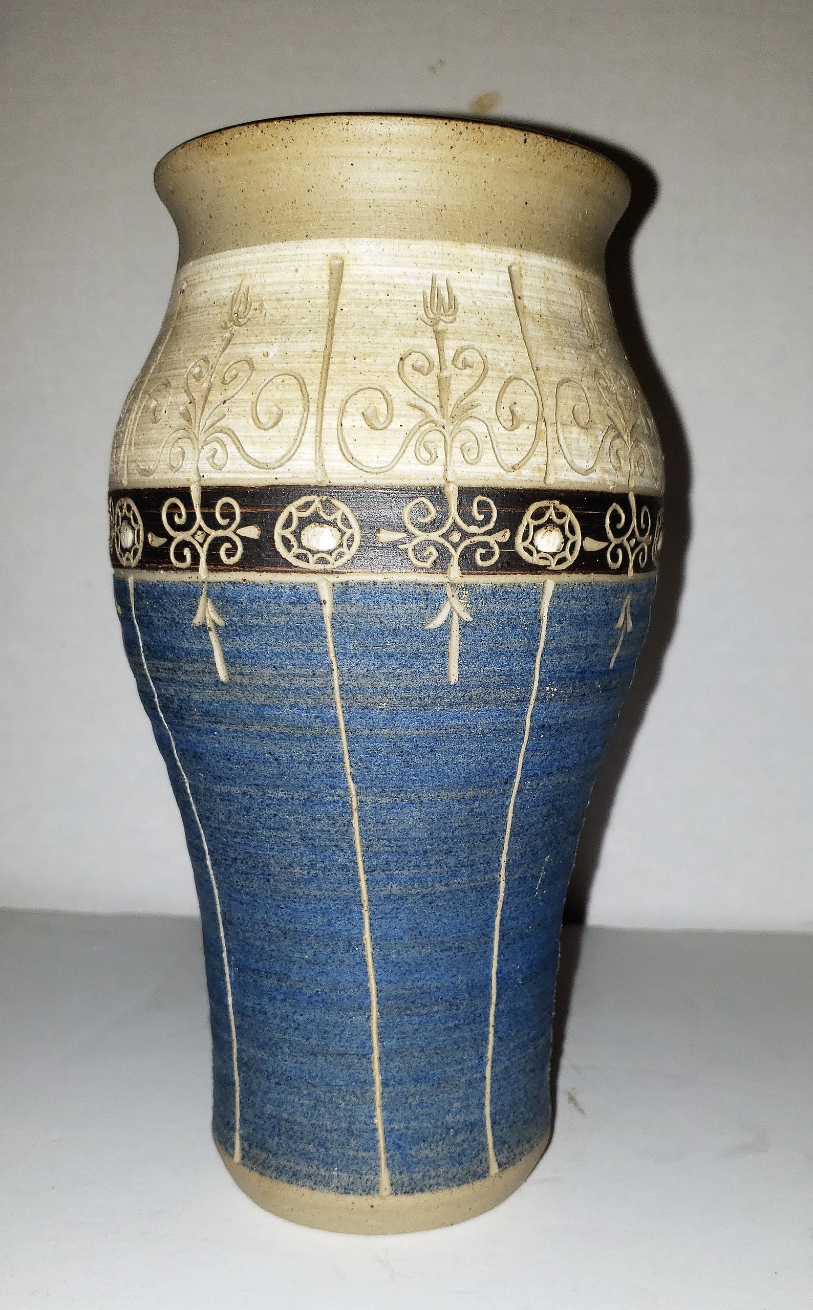 Vintage 1985 J Wright Handmade Etched Matte Finish Pottery - Etsy