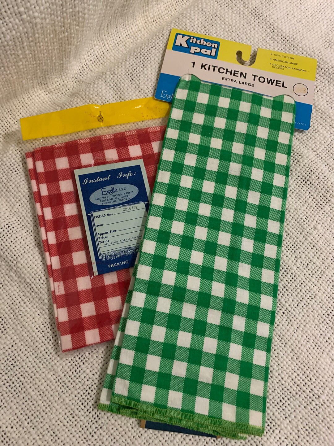 Vintage NOS Excello Kitchen Pal Towel (set of 2) Green Red White ...