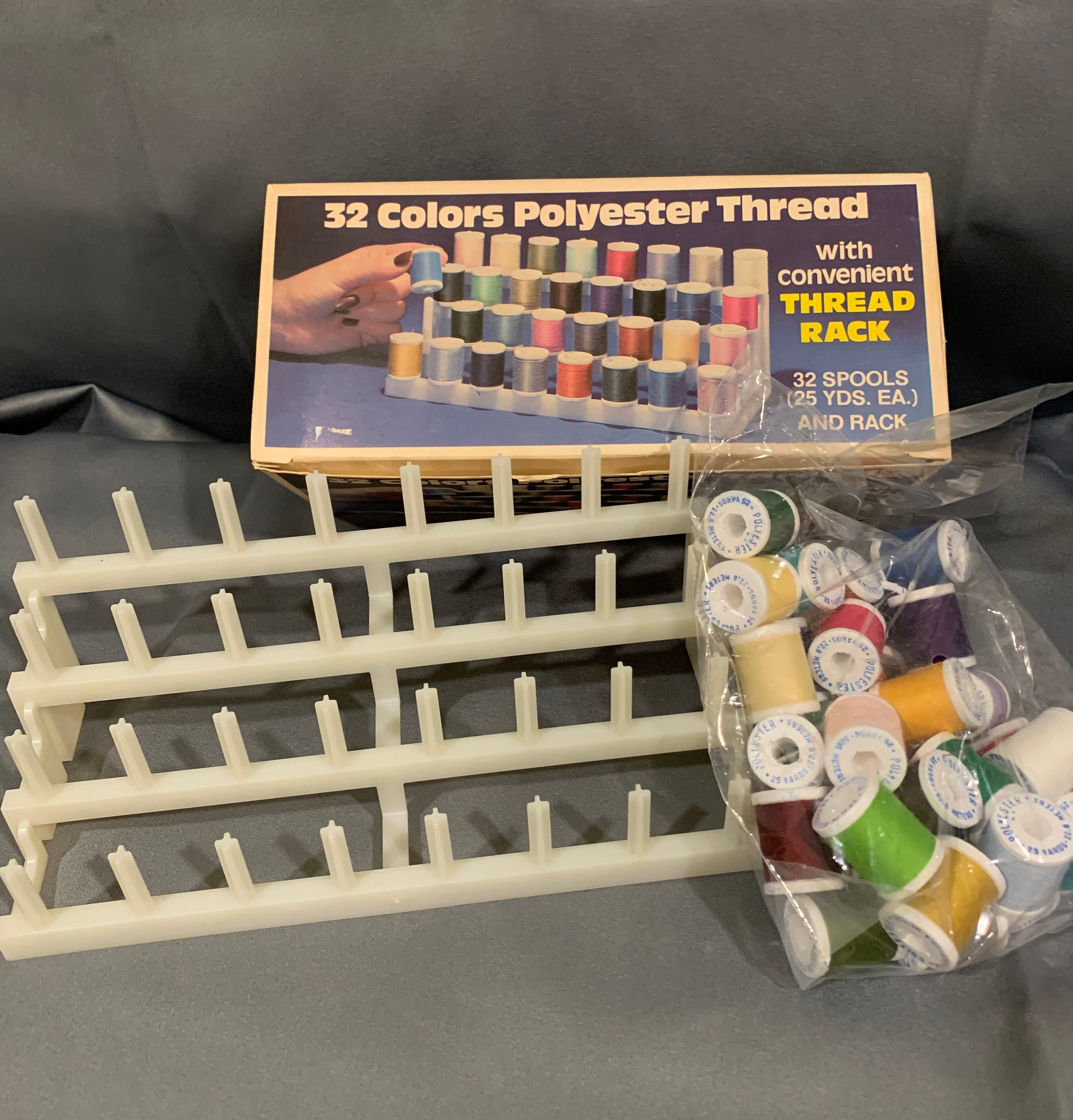 Vintage Sewing Thread Rack 32 NOS Spools Original Box Stand Holder - Etsy