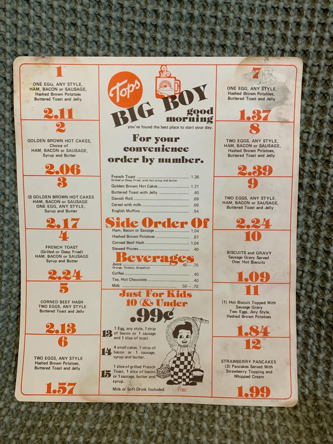Vintage Tops Big Boy Restaurant Breakfast Menu Original - Etsy