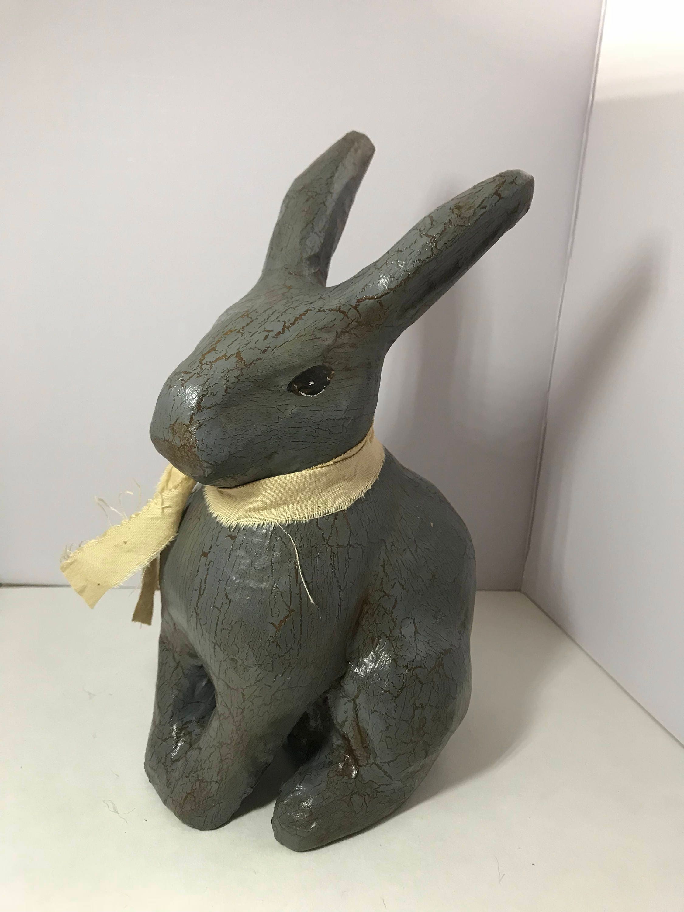 Primitive Paper Mache Bunny - Etsy