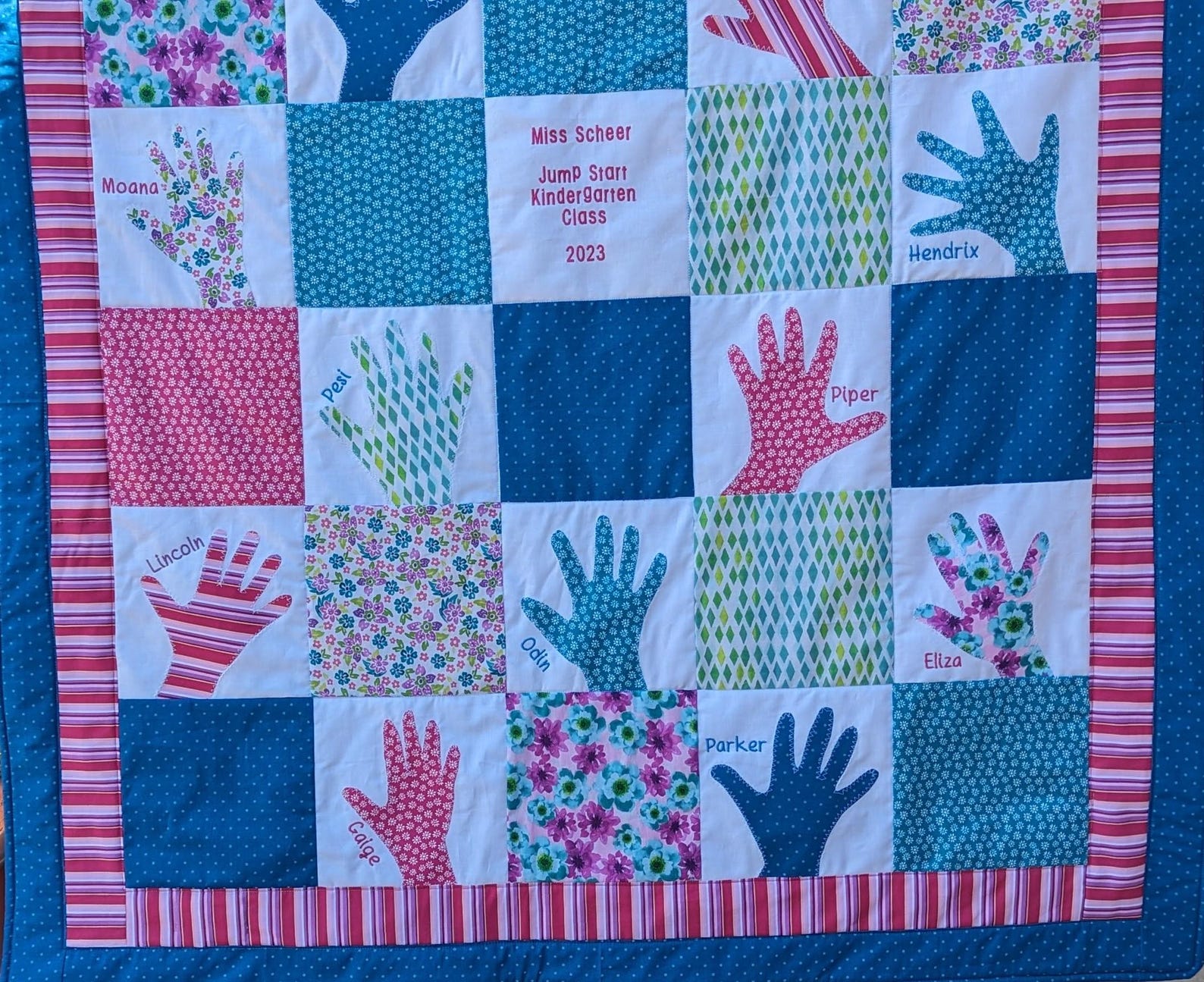 Custom Appliqued Handprint Quilt – Personalized Family Keepsake for ...