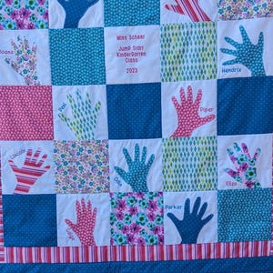Custom Appliqued Handprint Quilt – Personalized Family Keepsake for ...