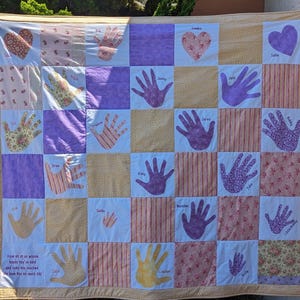 Custom Appliqued Handprint Quilt – Personalized Family Keepsake for ...