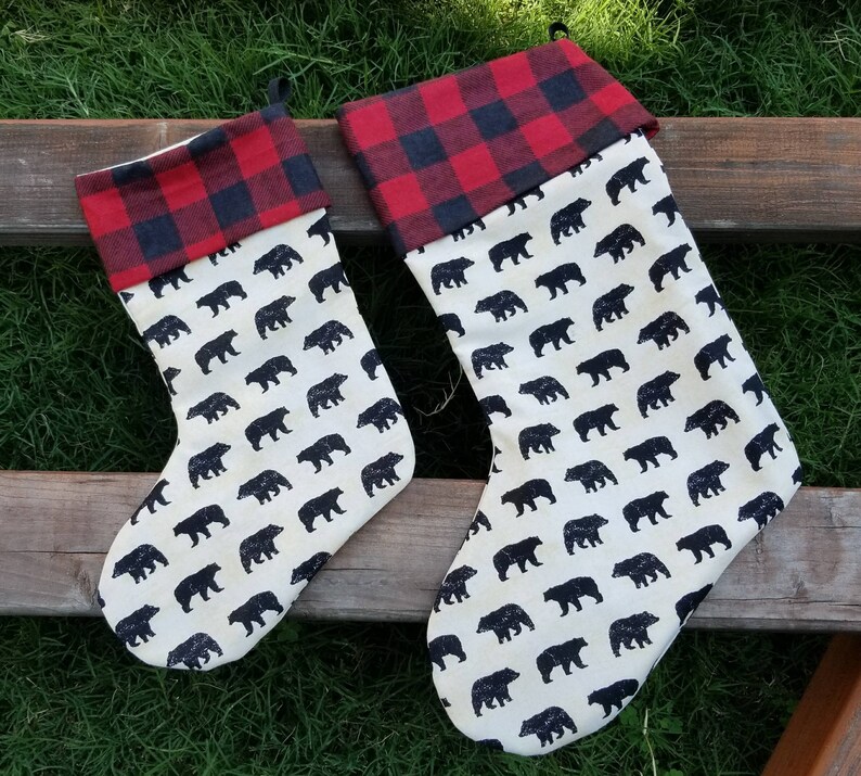 NEW Personalized Christmas Stocking Bears With Buffalo Plaid - Etsy