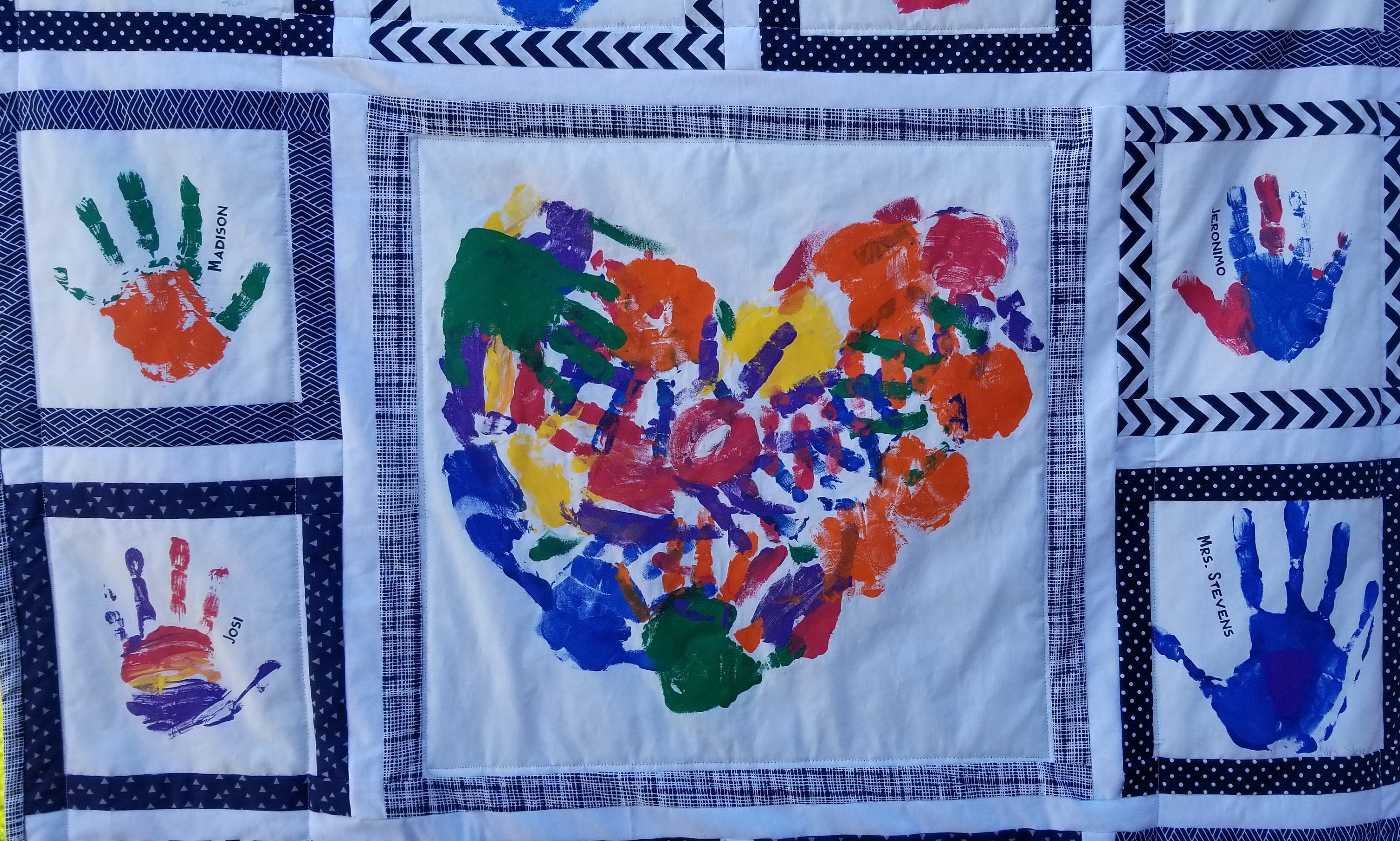 Personalized Handprint Quilt for Teacher, Heart Hands With Bible Verse ...