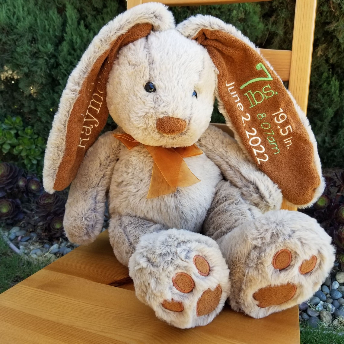 Baby Birth Announcement Bunny Personalized Bunny With Birth - Etsy