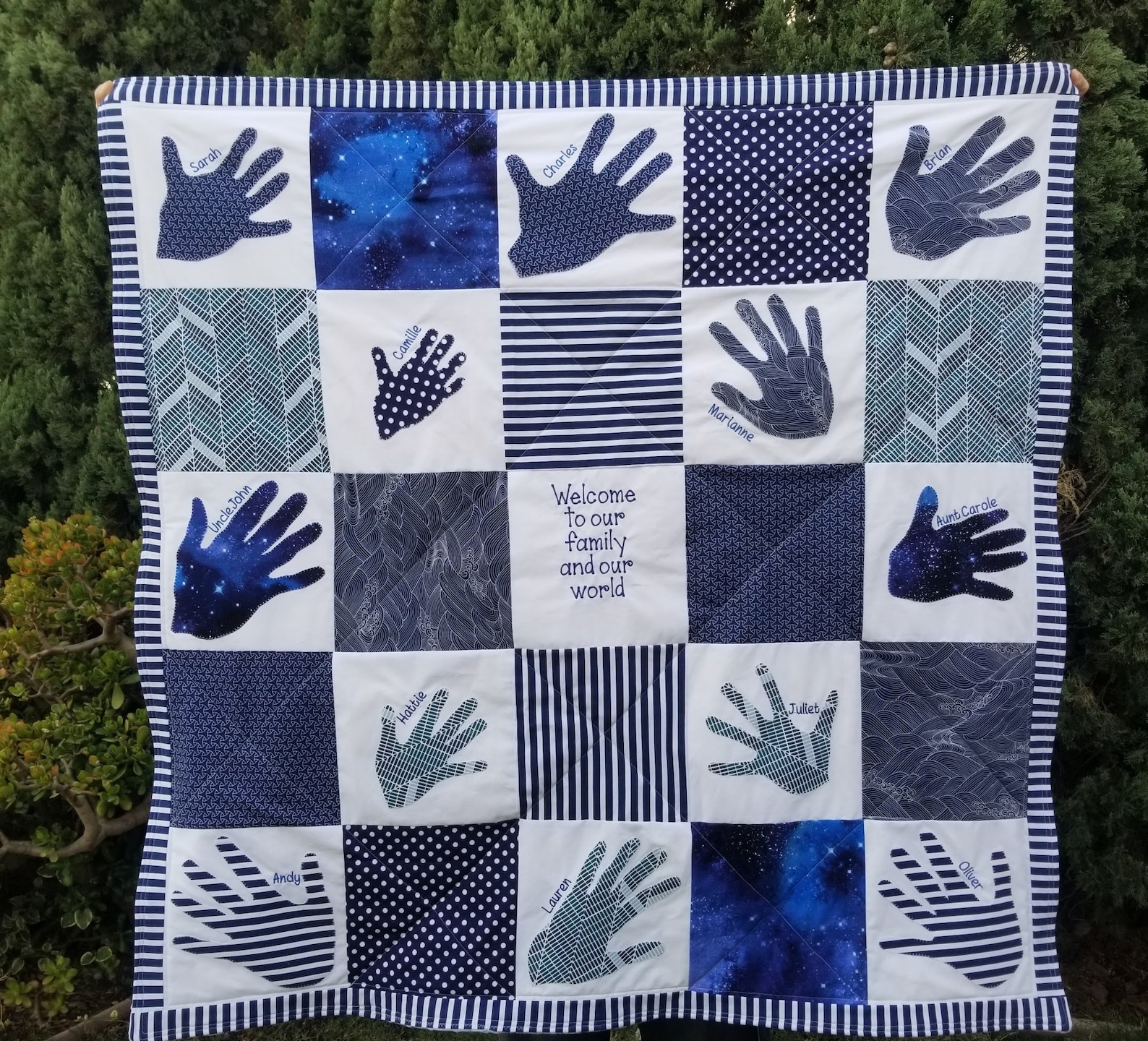 Custom Appliqued Handprint Quilt – Personalized Family Keepsake for ...