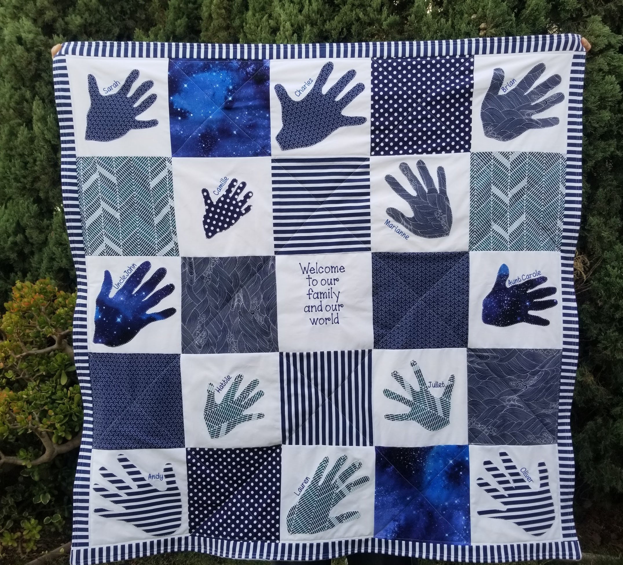 Custom Appliqued Handprint Quilt – Personalized Family Keepsake for ...