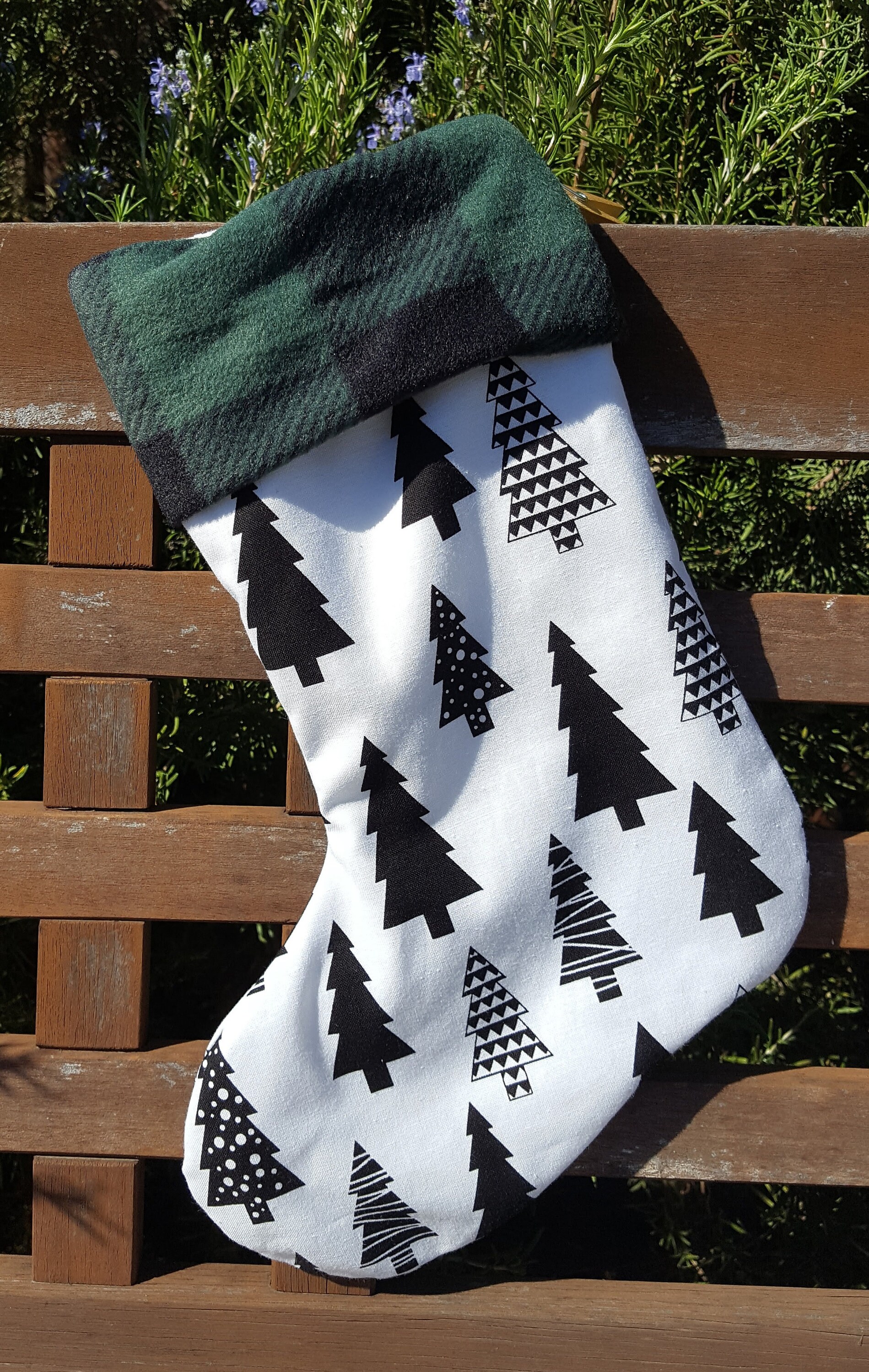 Christmas Tree Stocking With Green Plaid Woodland Stocking - Etsy