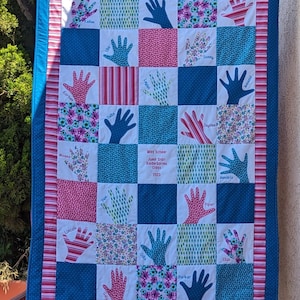 Custom Appliqued Handprint Quilt – Personalized Family Keepsake for ...