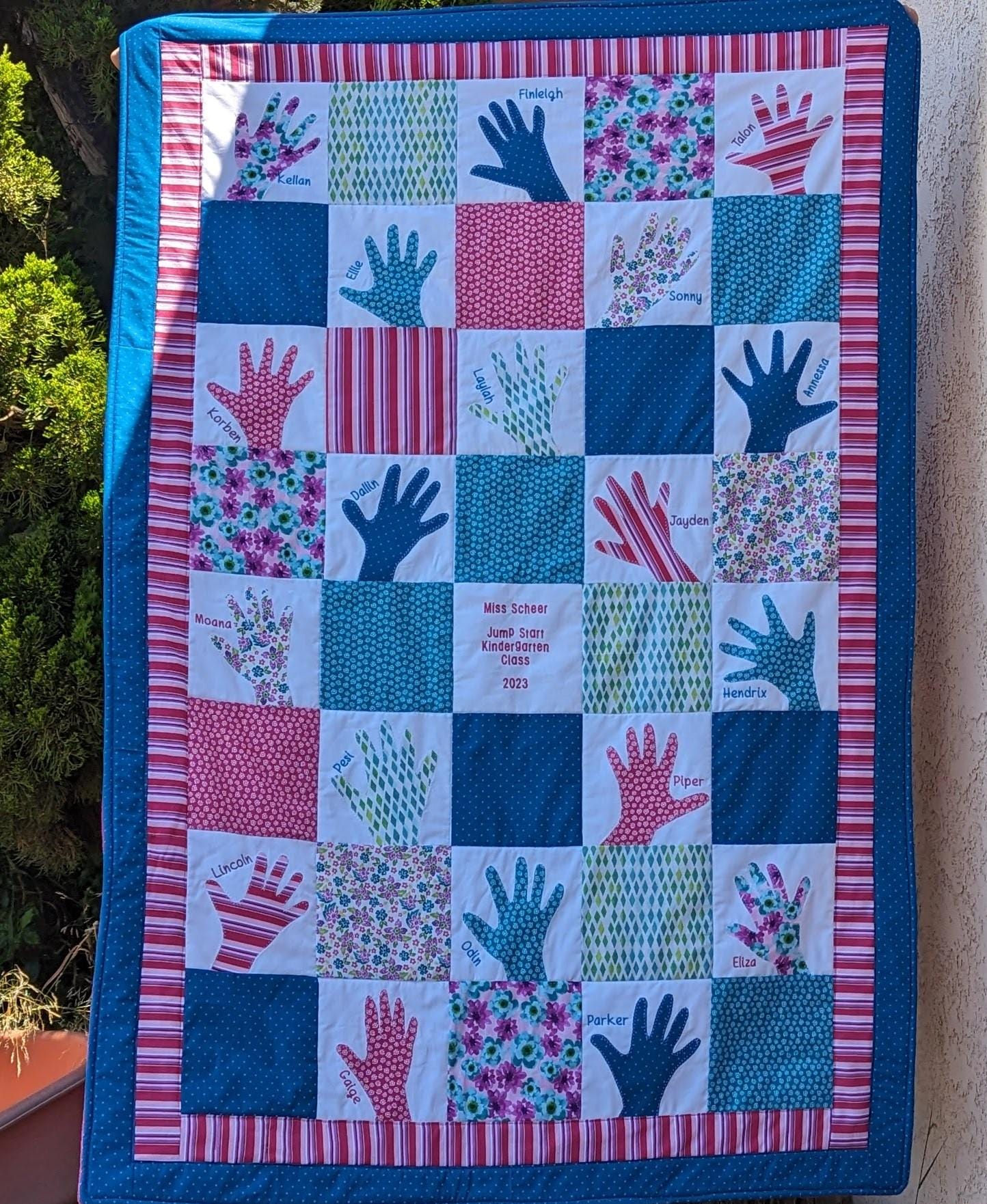 Custom Appliqued Handprint Quilt – Personalized Family Keepsake for ...